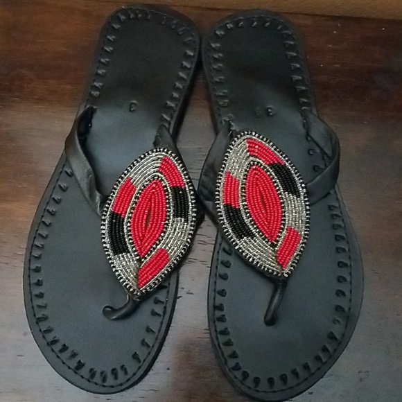 Shoes | Handmade Beaded Leather Tribal Sandals | Poshmark